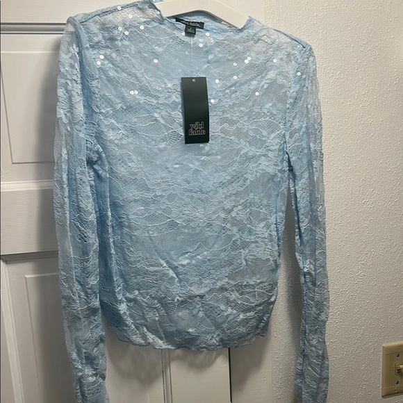 wild fable | Shirts & Tops | Wild Fable Blue Sequin Long Sleeve Blouse ...